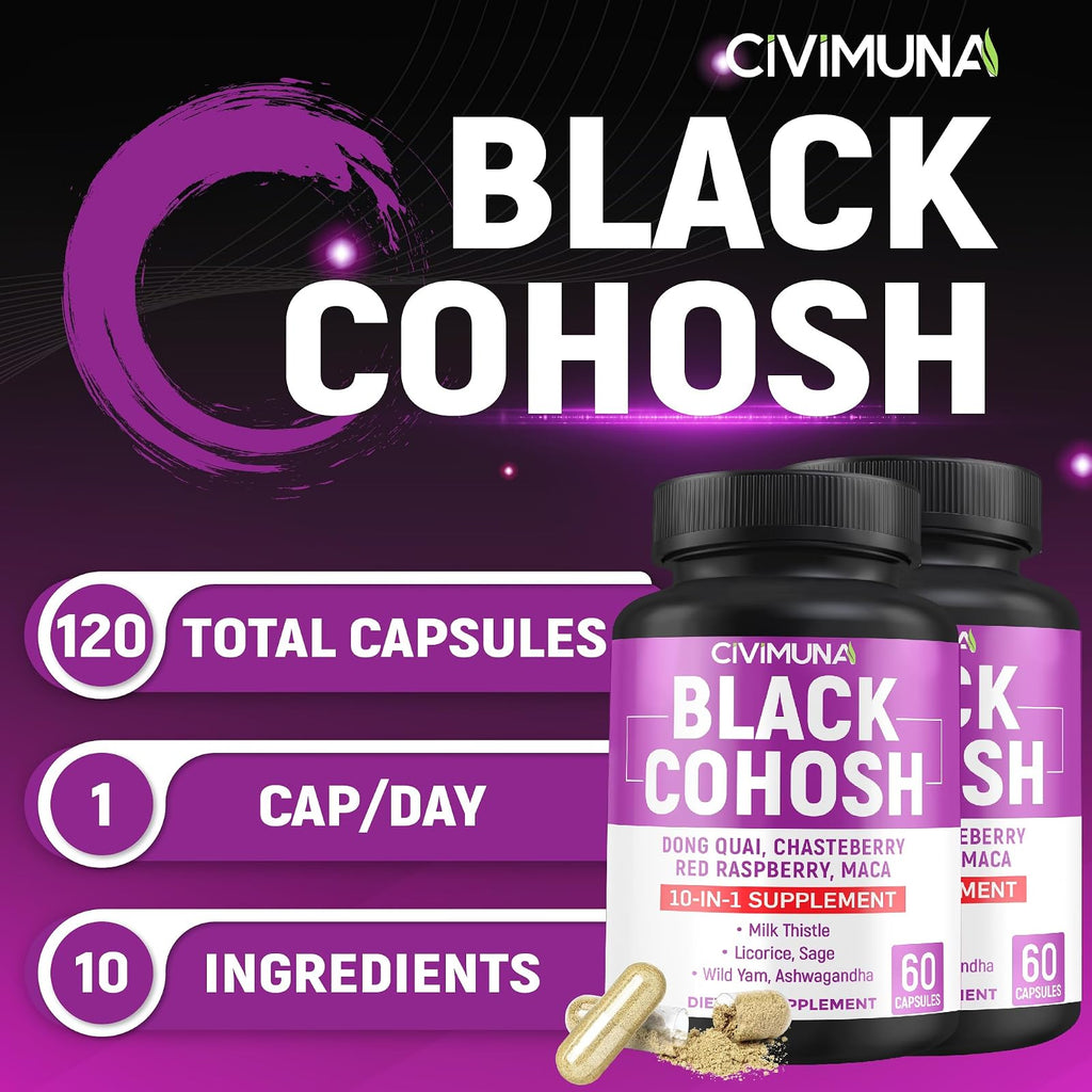 500 mg Black Cohosh capsules for wellness