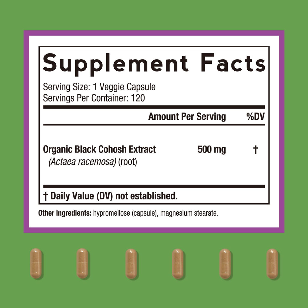 500 mg Black Cohosh root supplement