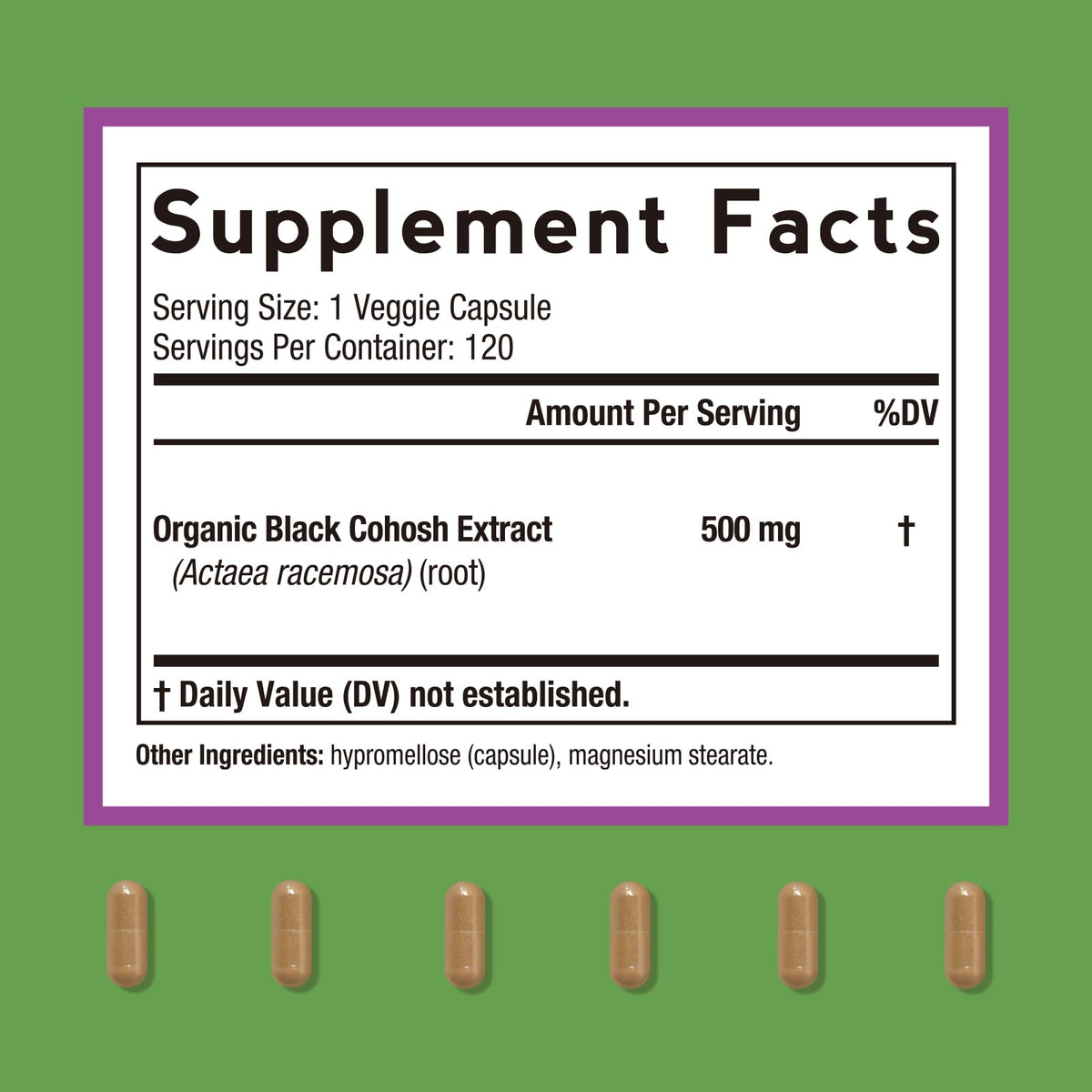 500 mg Black Cohosh root supplement