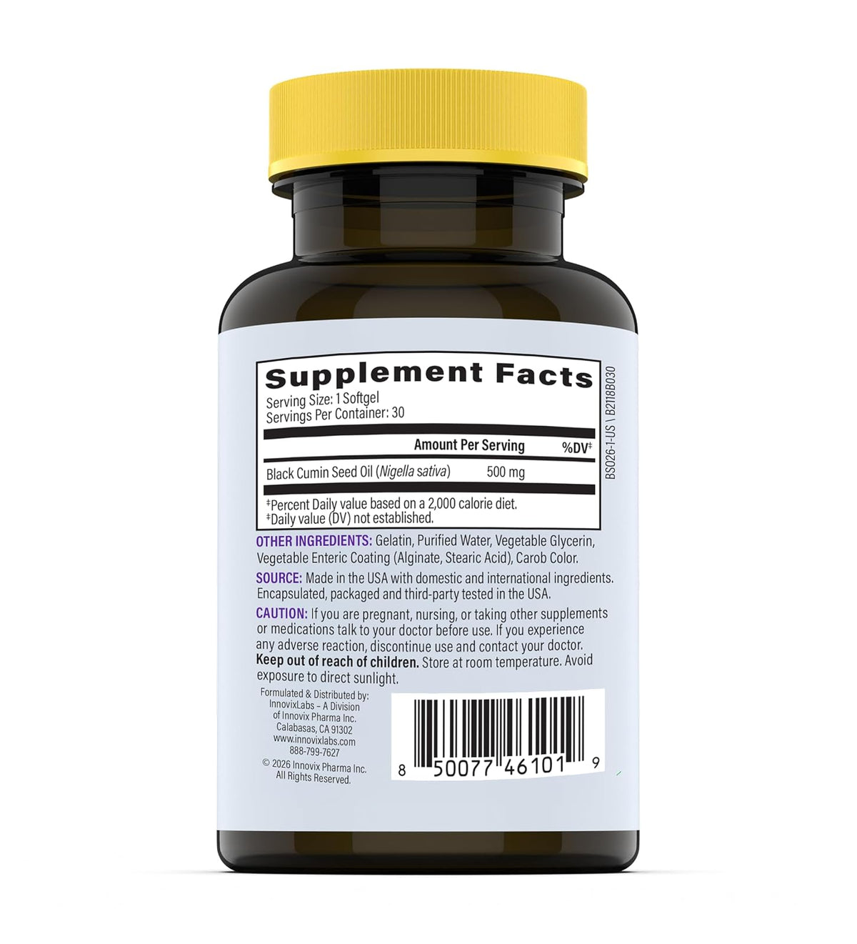 500 mg Black Seed Oil softgels