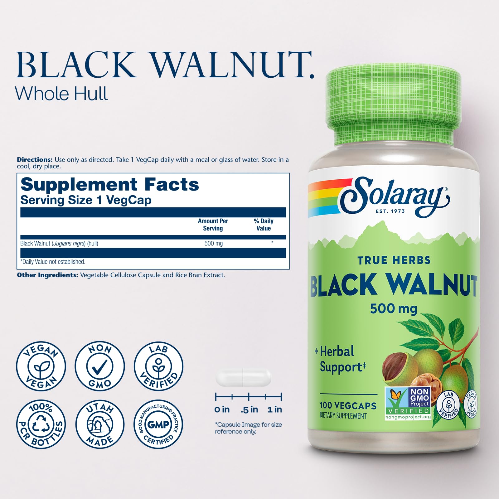 500 mg Black Walnut herbal supplement