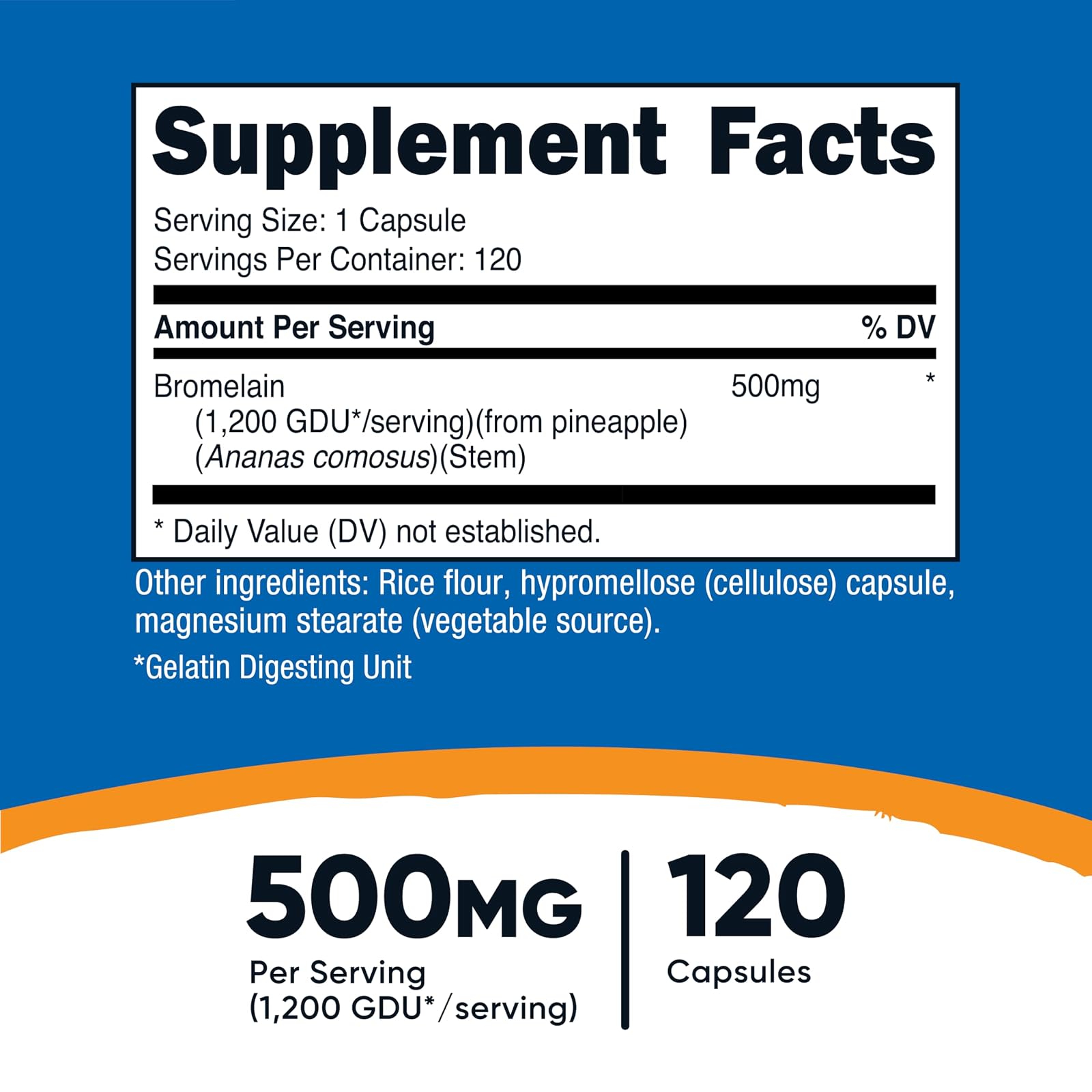 500 mg Bromelain vegetarian capsules