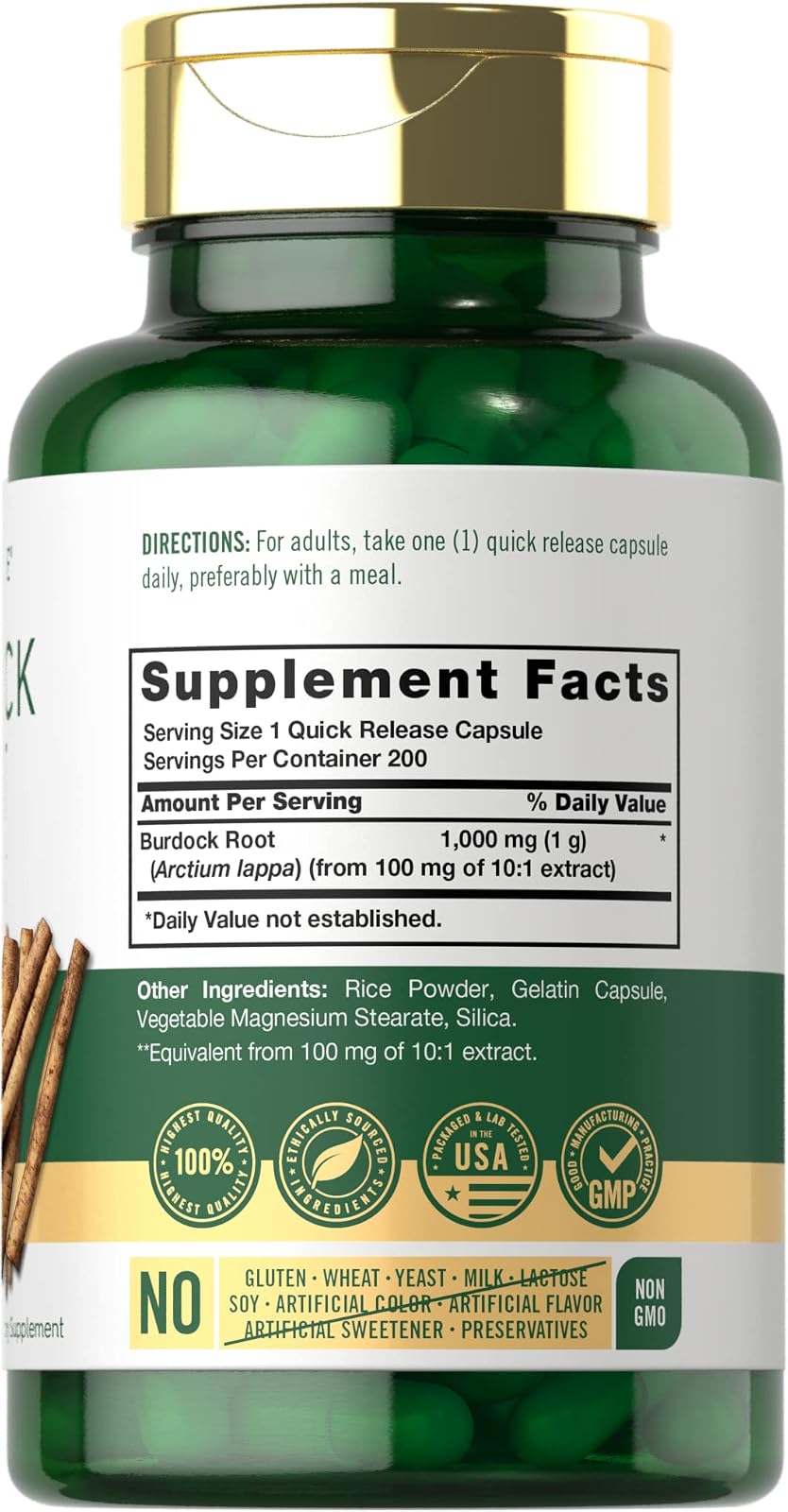 500 mg burdock root capsules