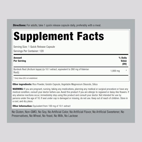 500 mg burdock root for wellness