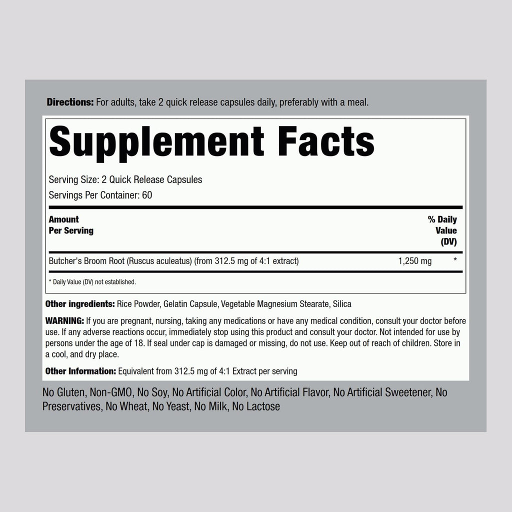 500 mg Butchers Broom supplement