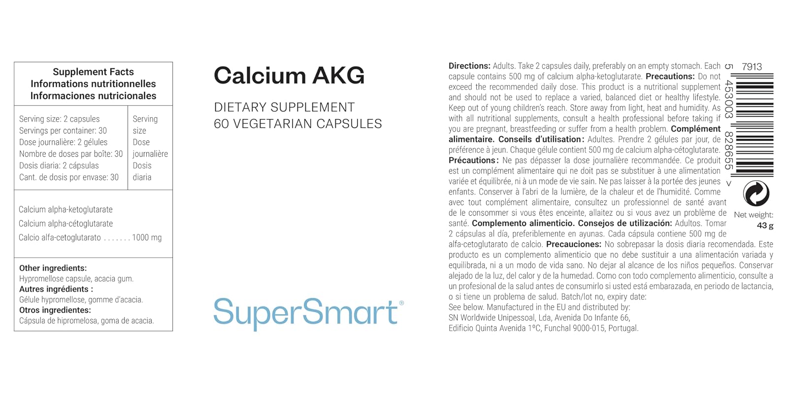500 mg Calcium AKG for bone health