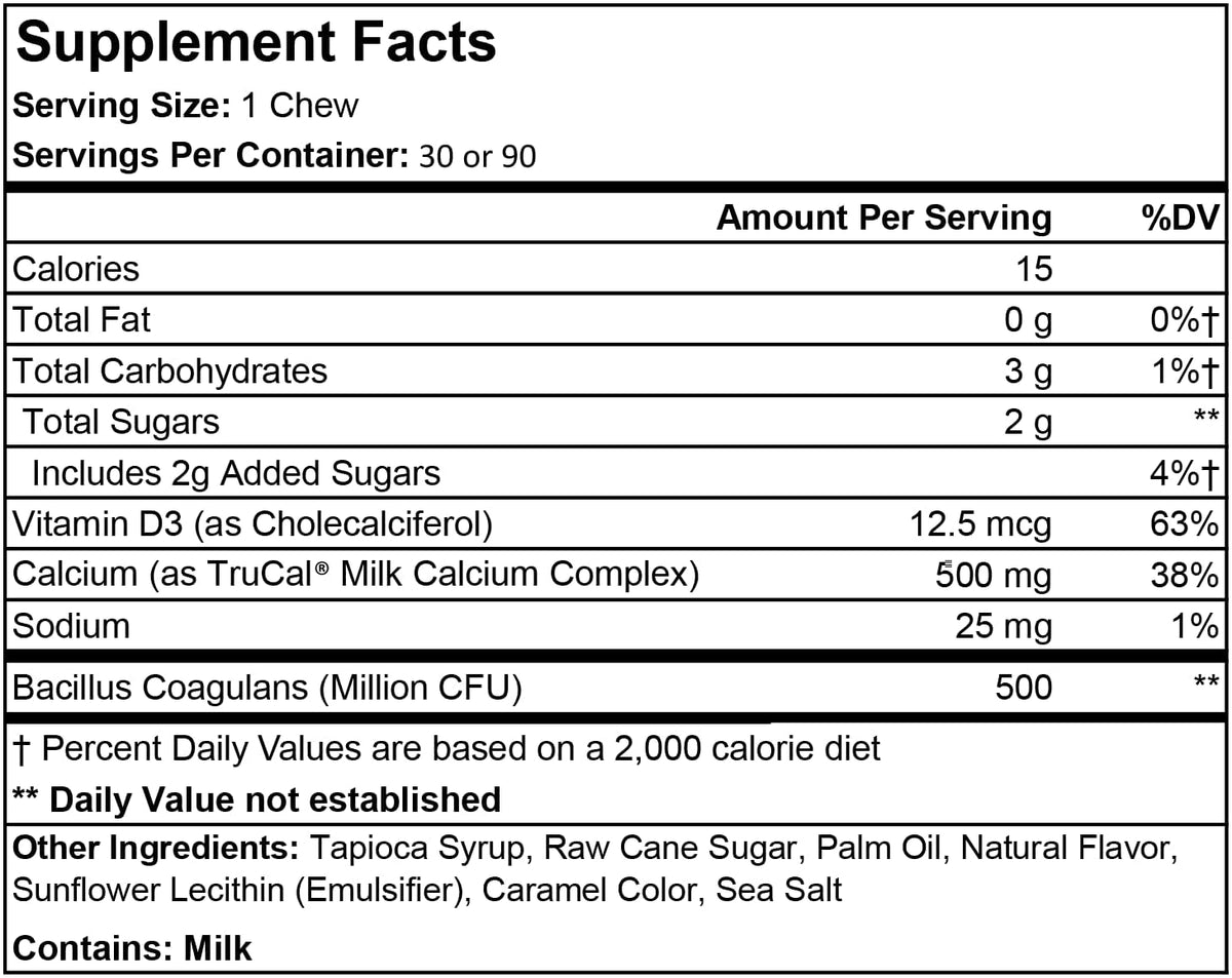 500 mg calcium chewable supplement