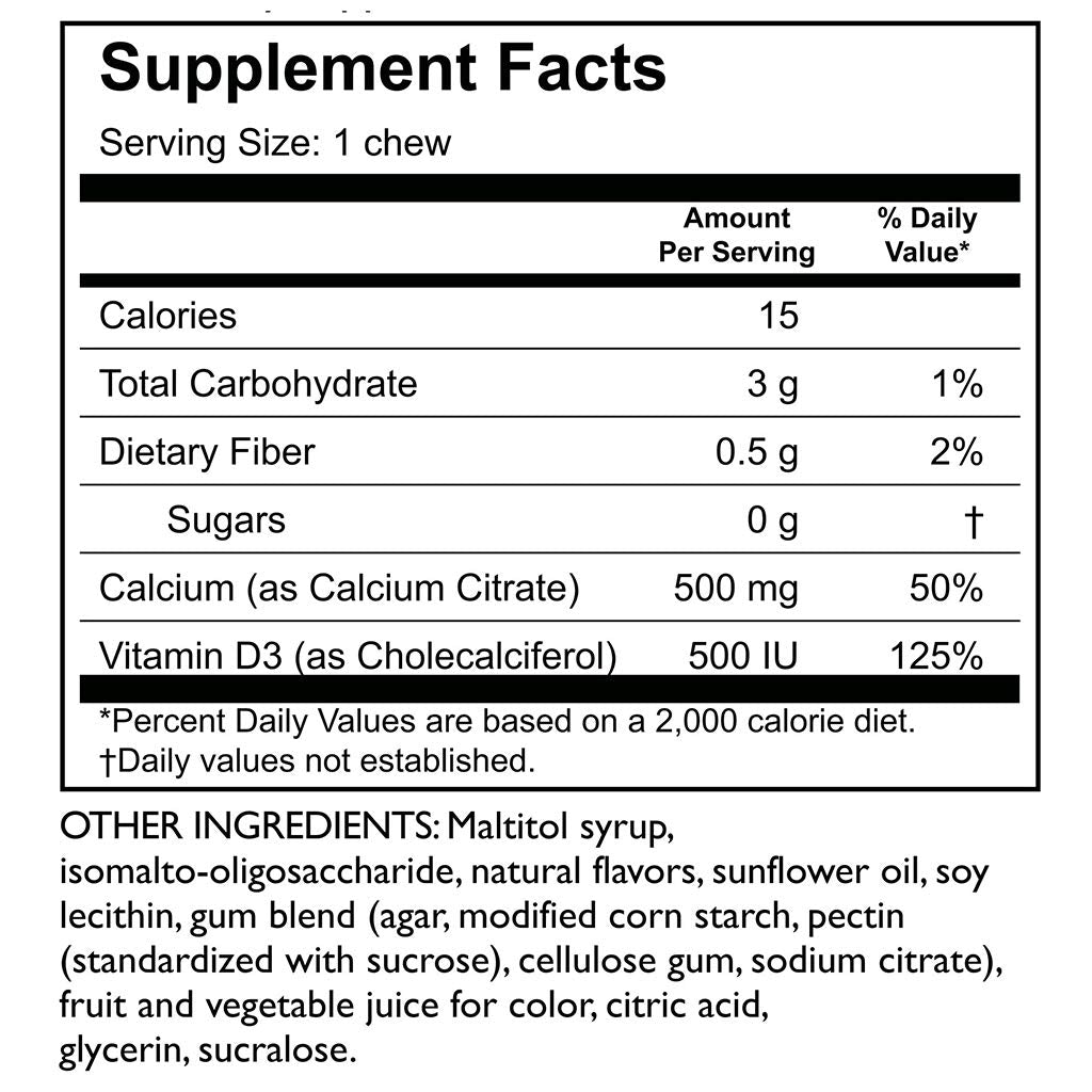 500 mg calcium chews for strong bones