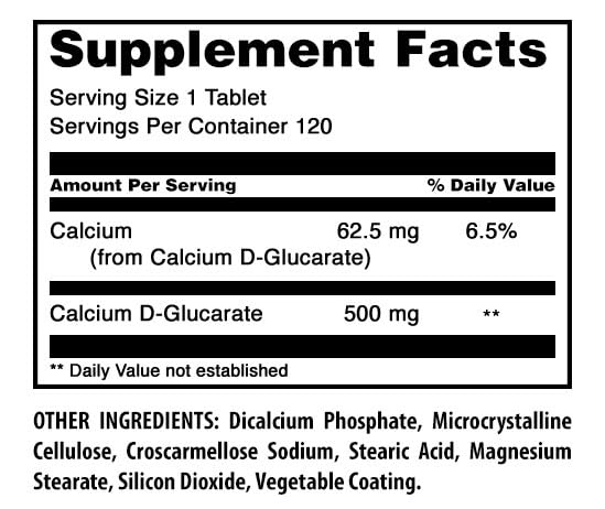 500 mg calcium d-glucarate tablets
