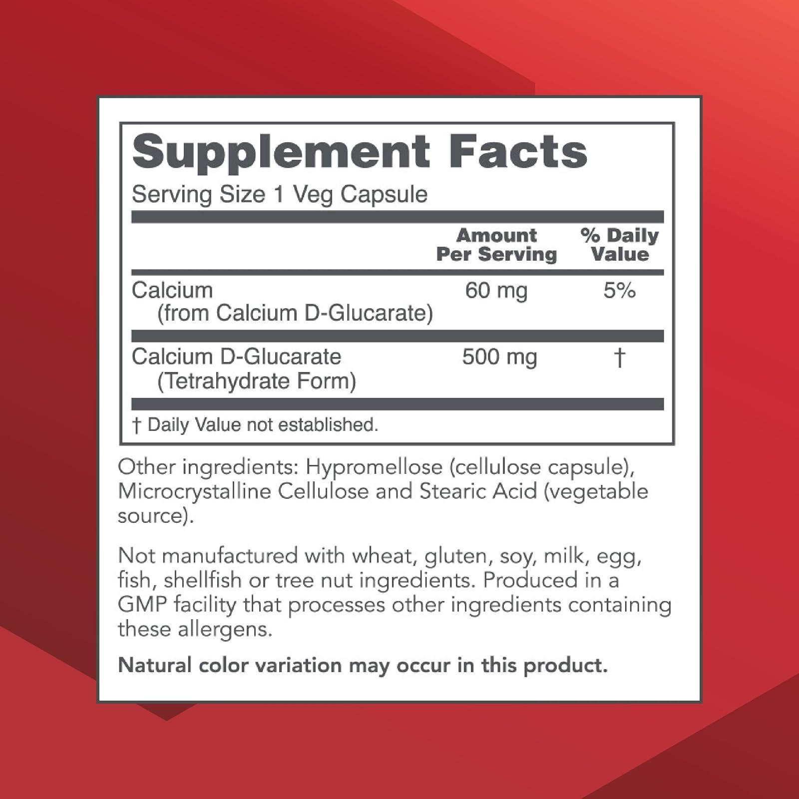 500 mg Calcium D-Glucarate veg caps