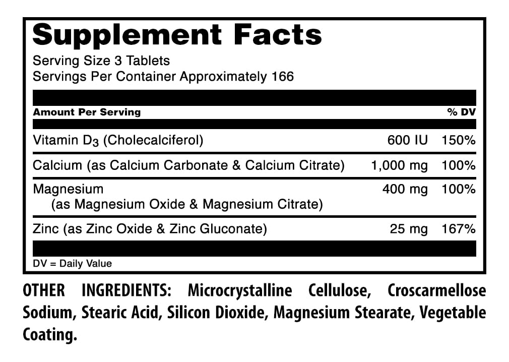 500 mg calcium magnesium zinc formula