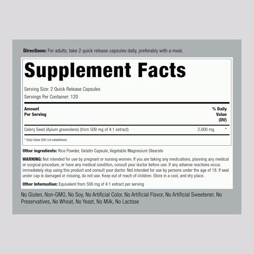 500 mg celery seed extract benefits