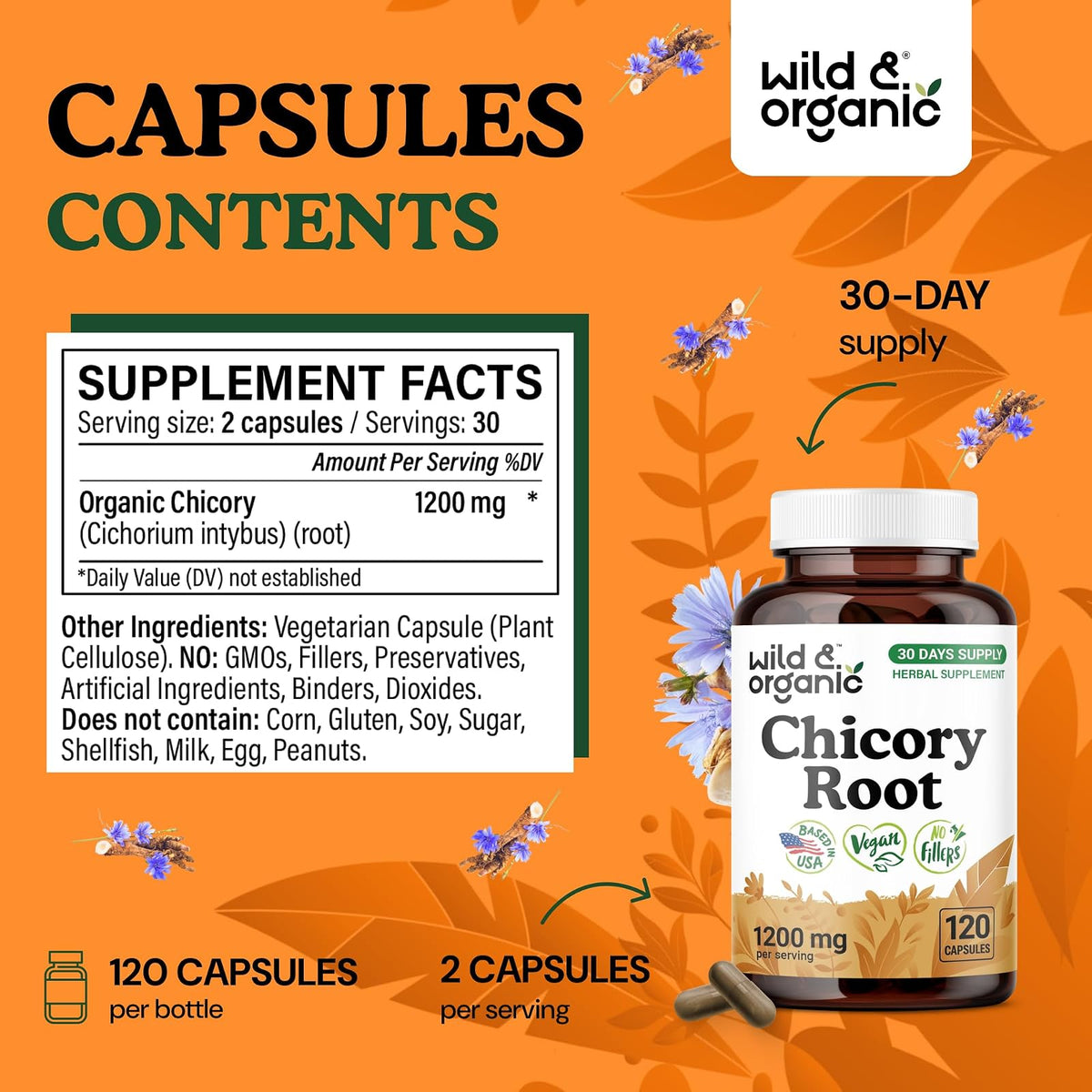500 mg chicory root for digestion