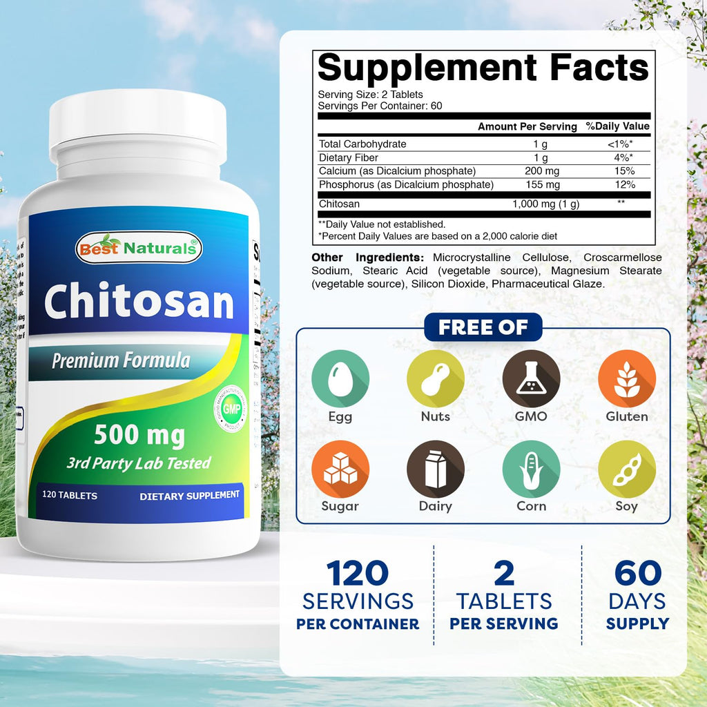 500 mg Chitosan tablets for digestion