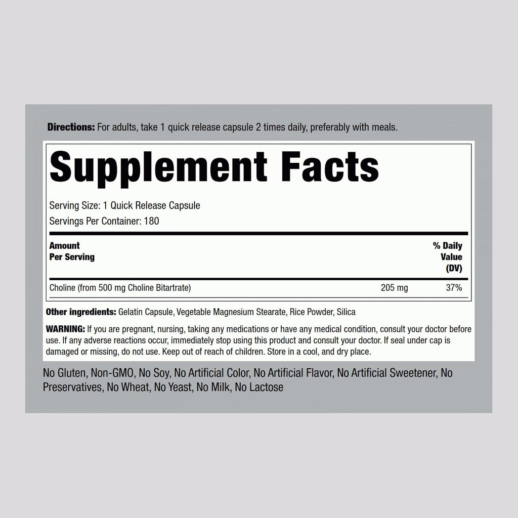 500 mg Choline Bitartrate supplement