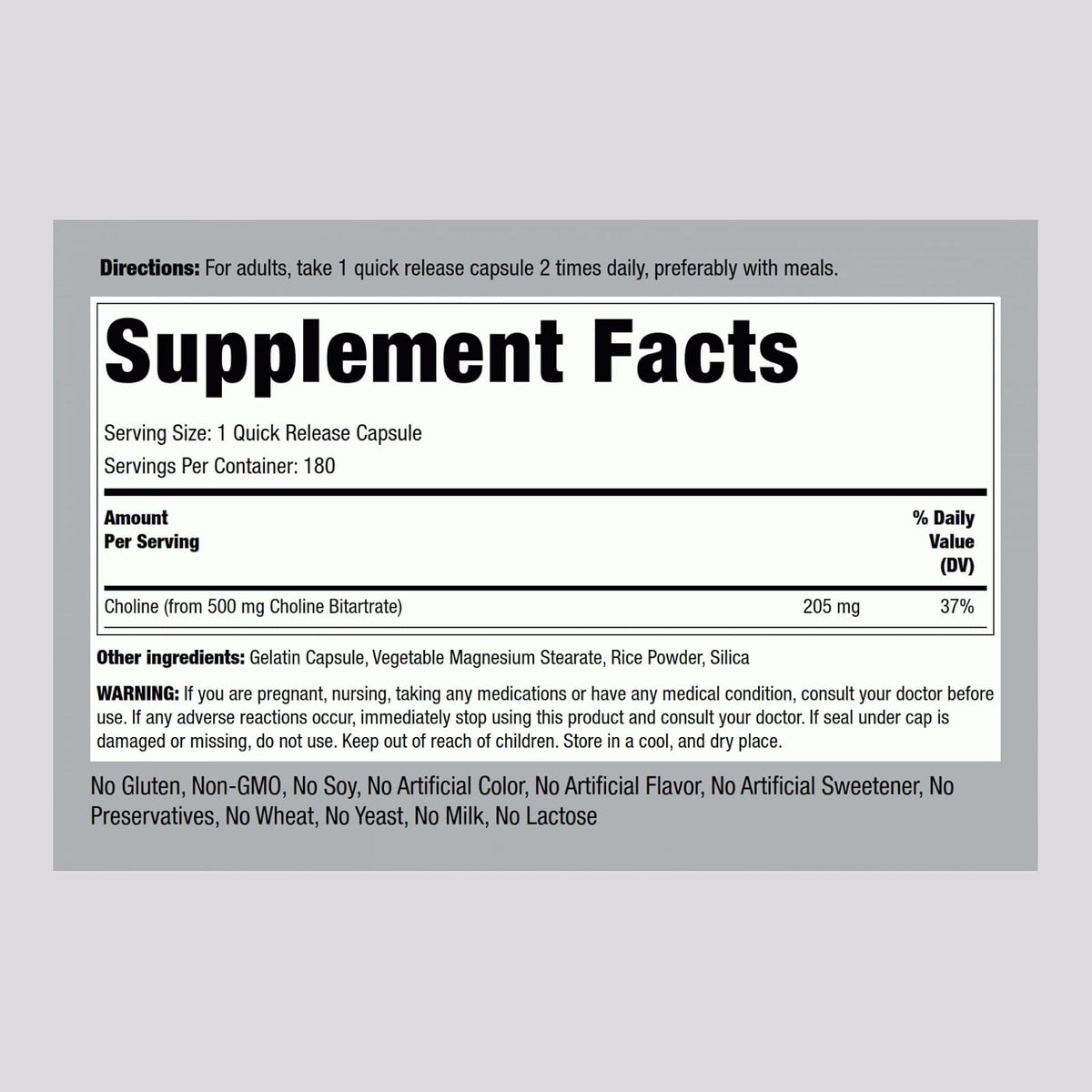 500 mg Choline Bitartrate supplement