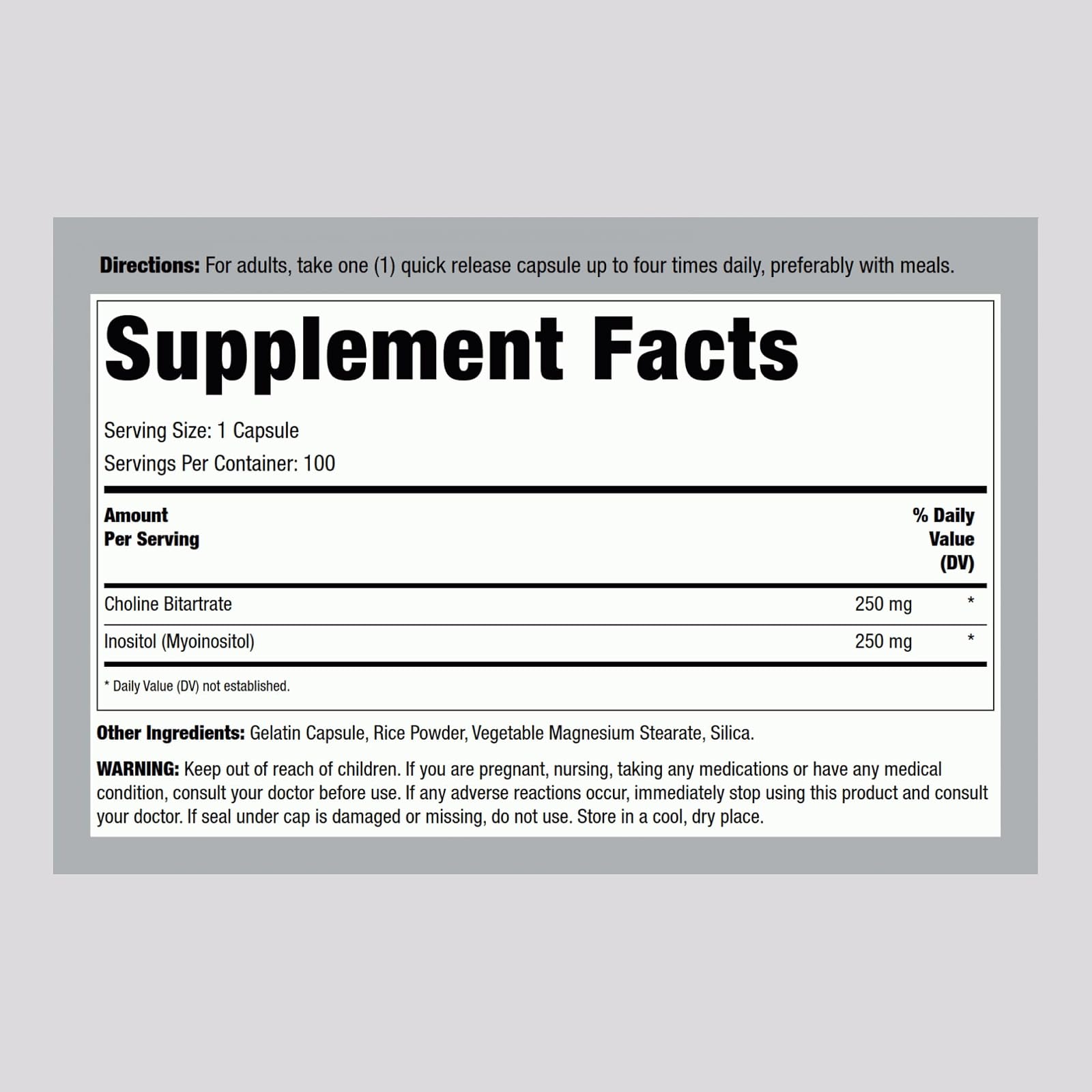 500 mg Choline Inositol supplement benefits