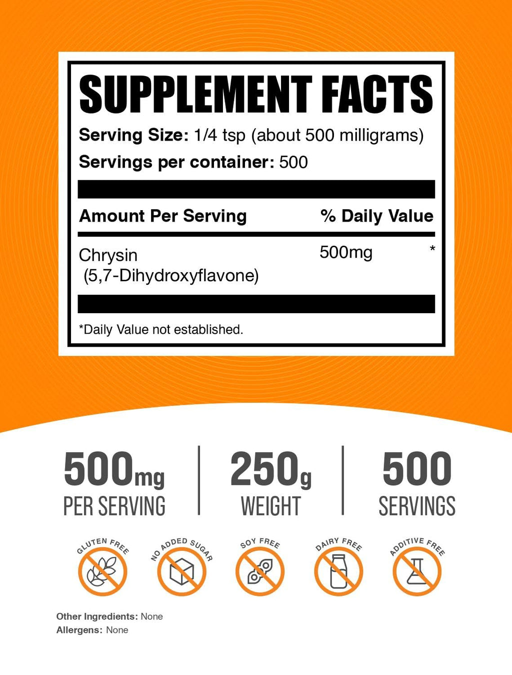 500 mg Chrysin powder supplement