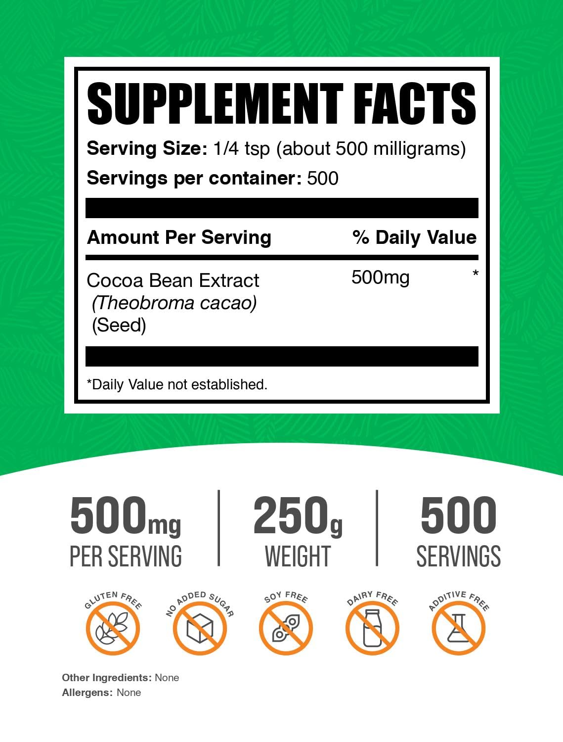 500 mg cocoa bean extract supplement