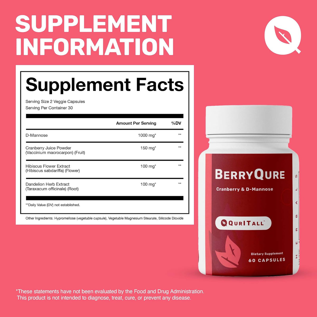 500 mg cranberry D-Mannose for daily use