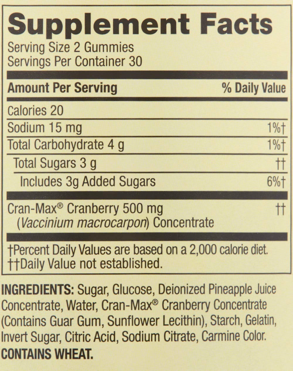 500 mg cranberry extract benefits