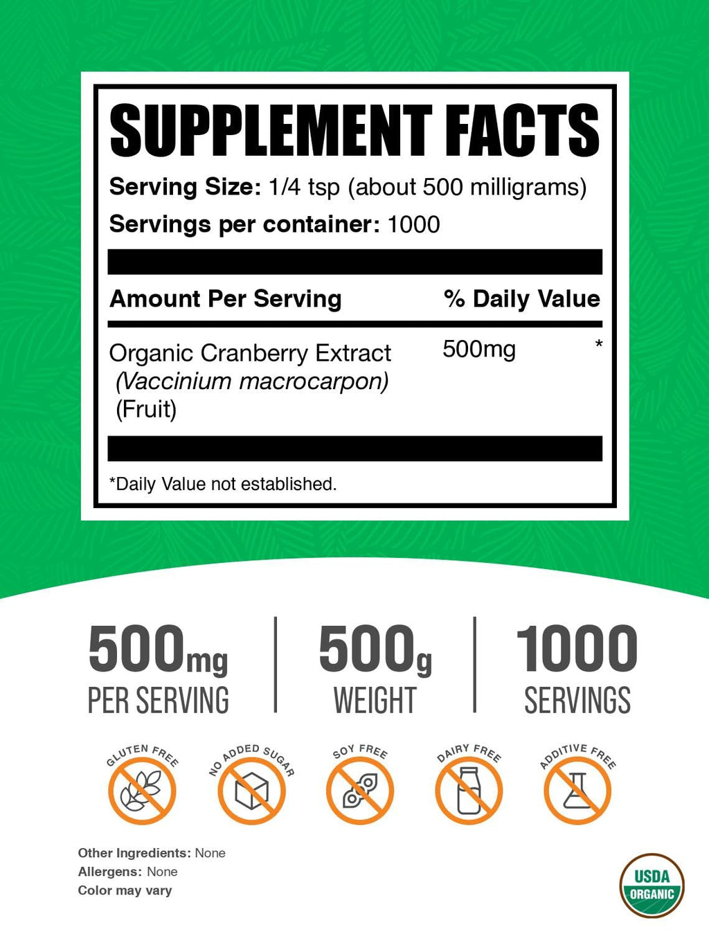 500 mg cranberry extract capsules