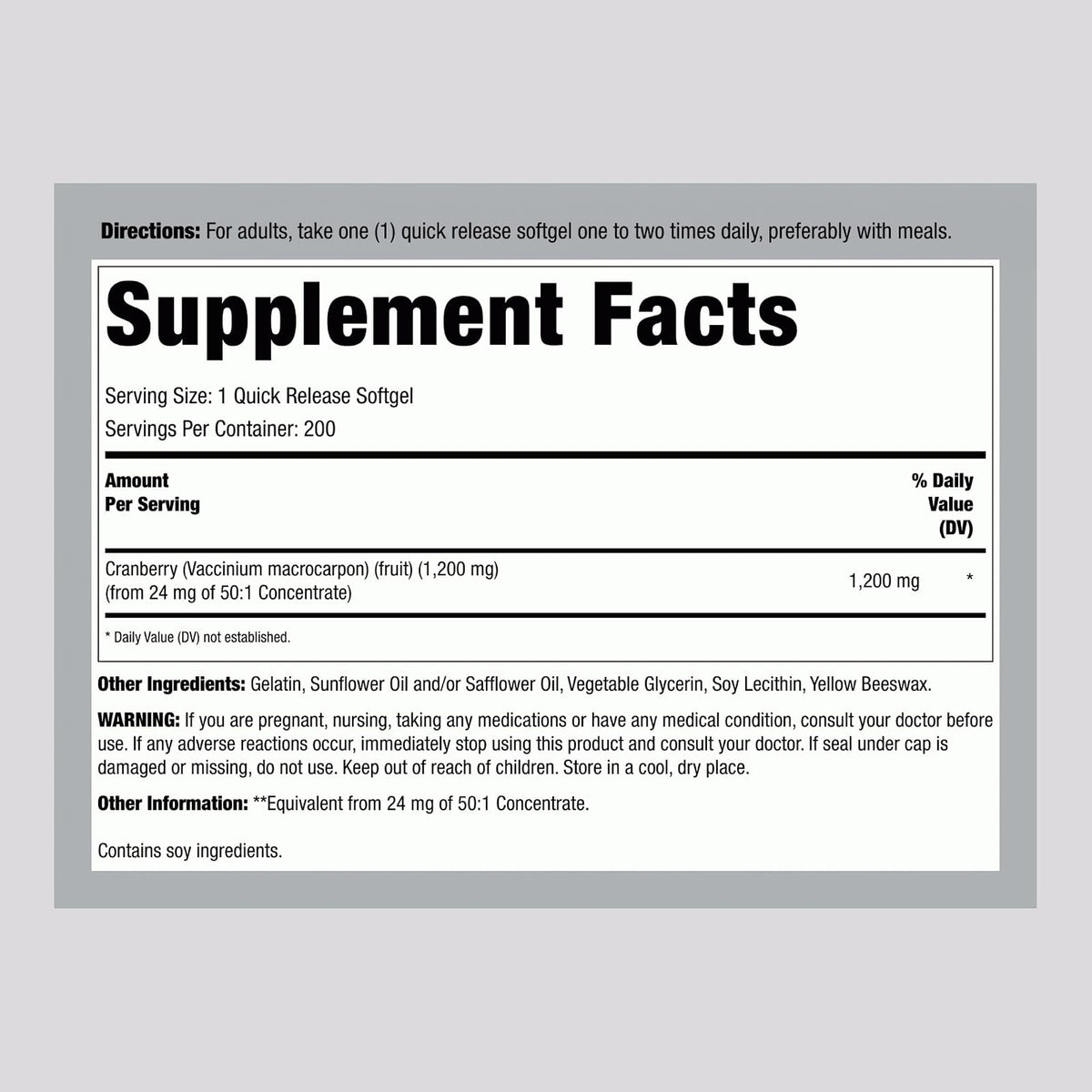 500 mg cranberry health supplement