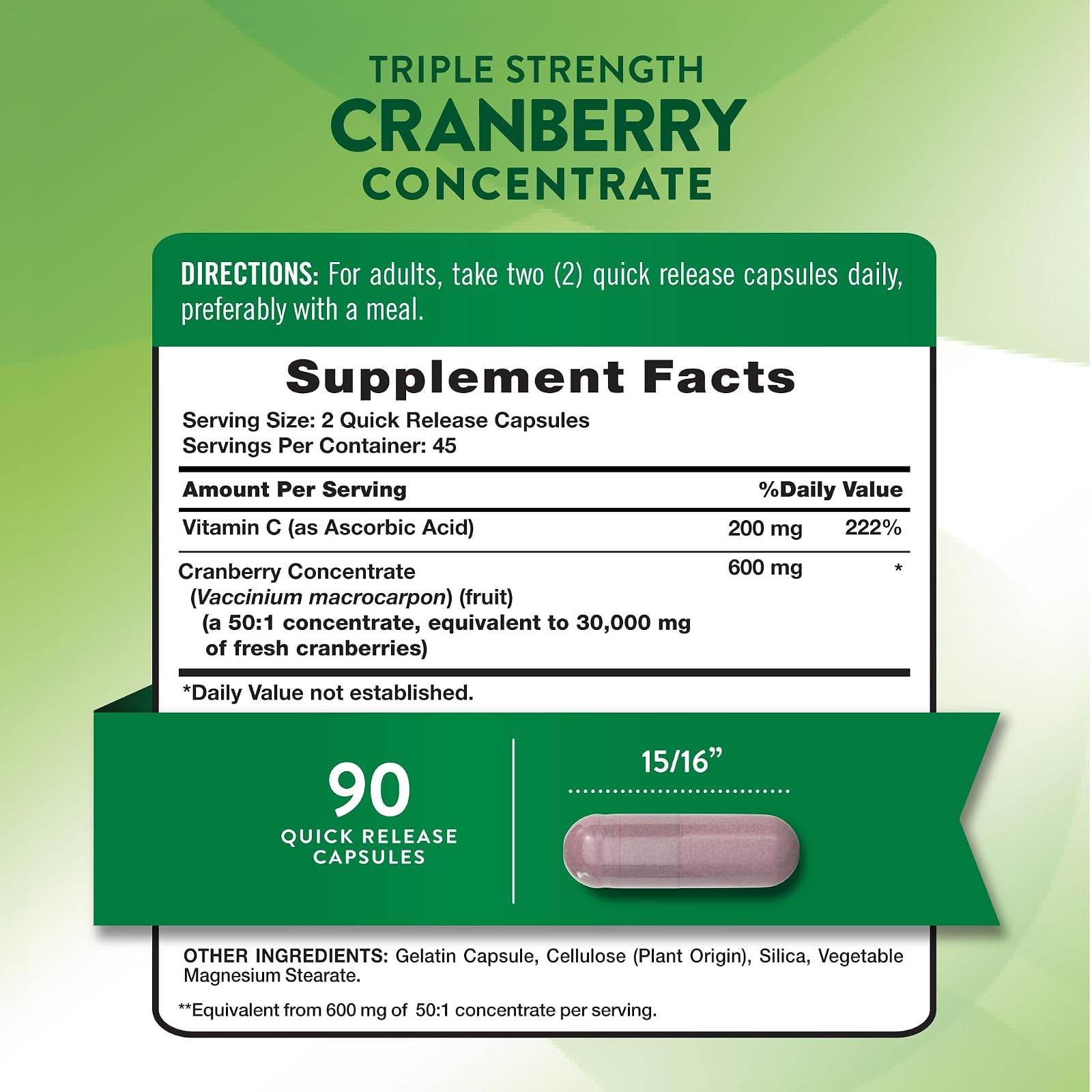 500 mg cranberry vitamin C supplement