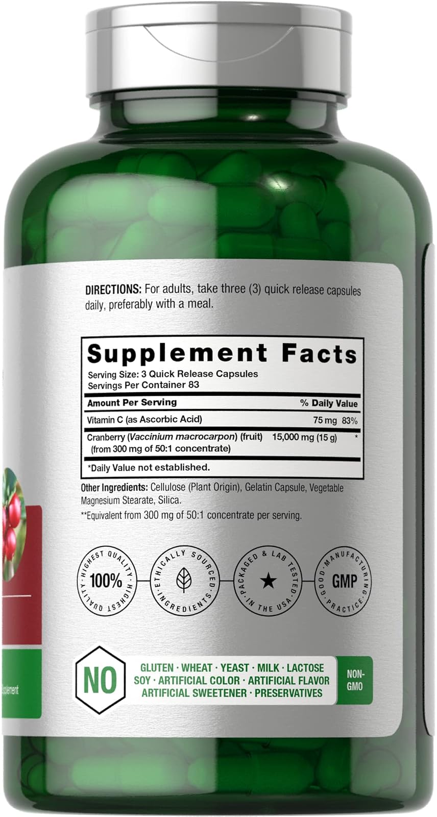 500 mg cranberry vitamin C supplement