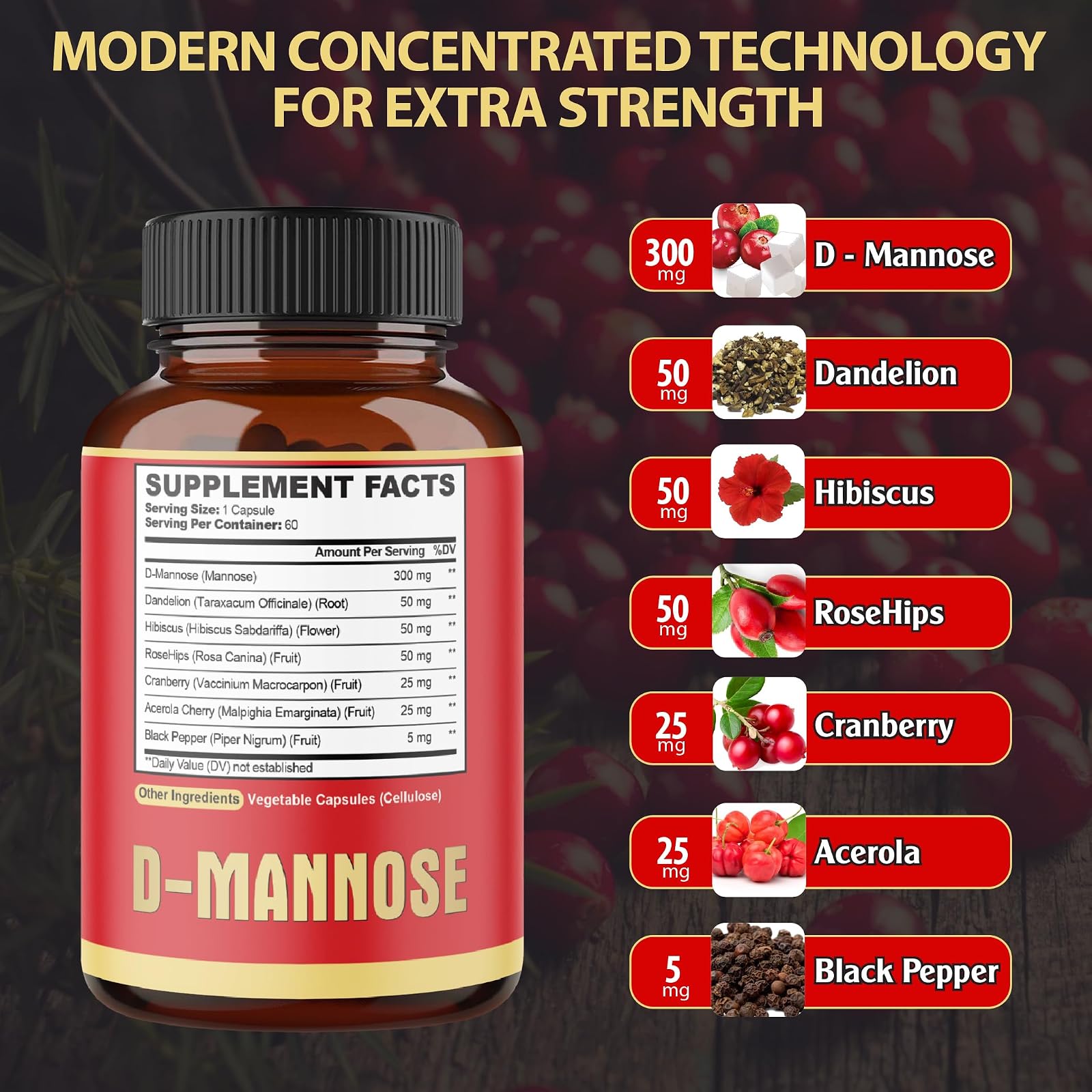 500 mg D-Mannose with cranberry extract