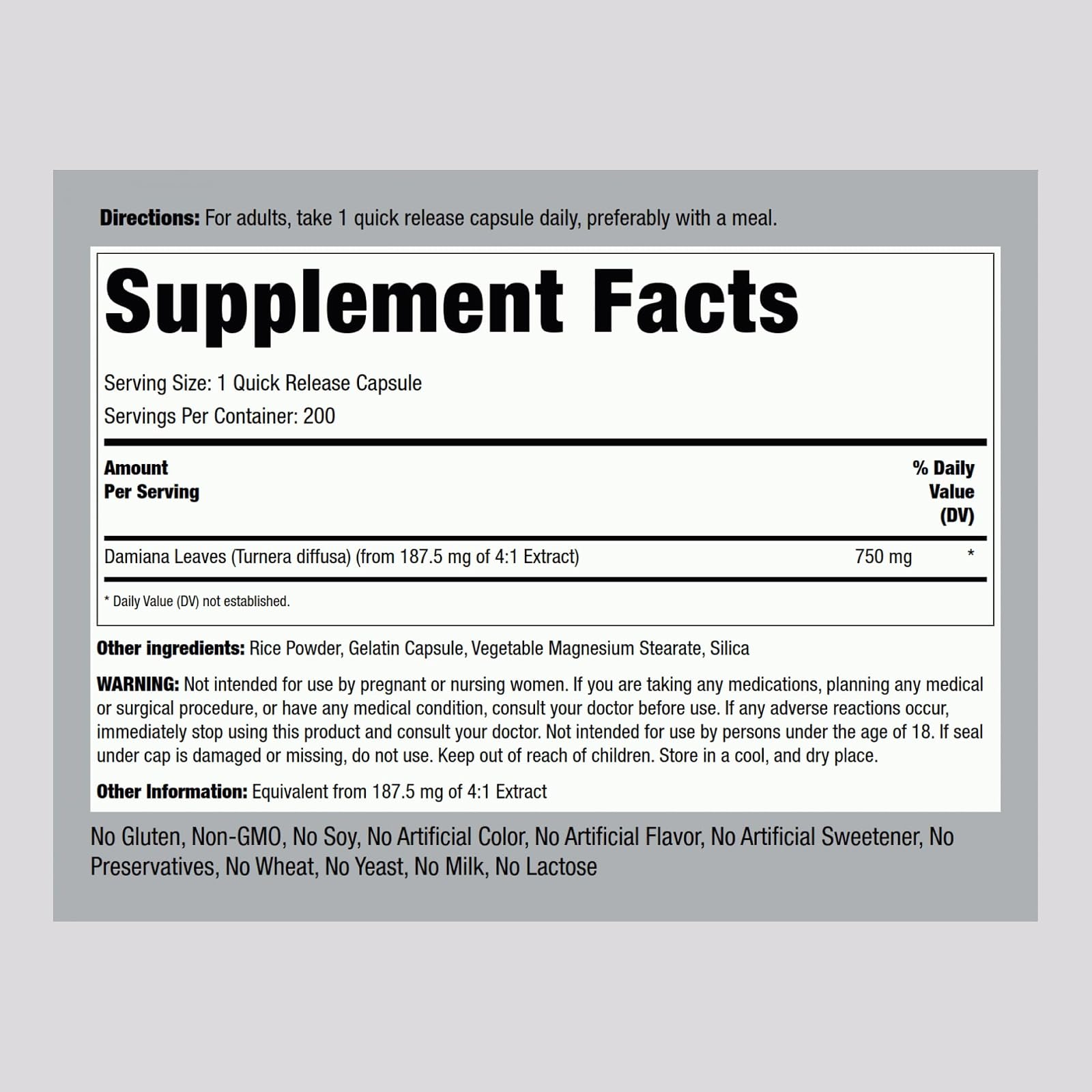 500 mg Damiana for wellness
