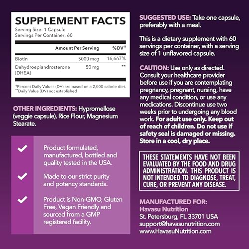 500 mg DHEA capsules for vitality