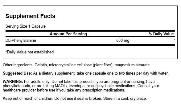500 mg DL-Phenylalanine for mental clarity