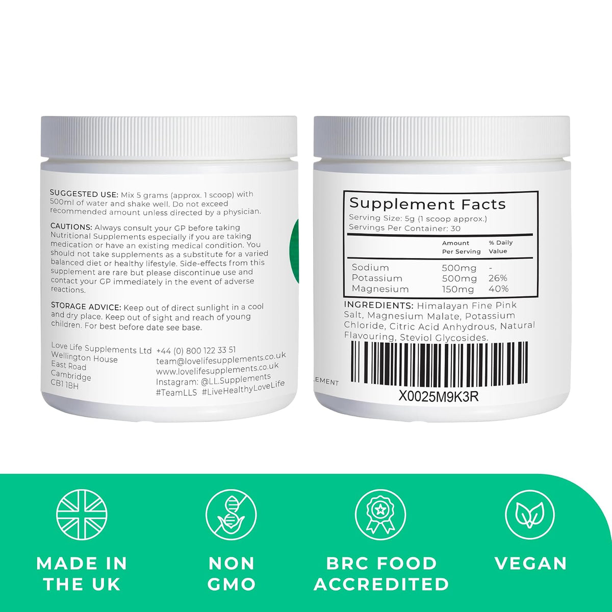 500 mg electrolyte powder for energy
