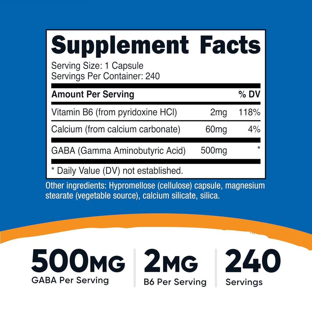 500 mg GABA with vitamin B6 benefits