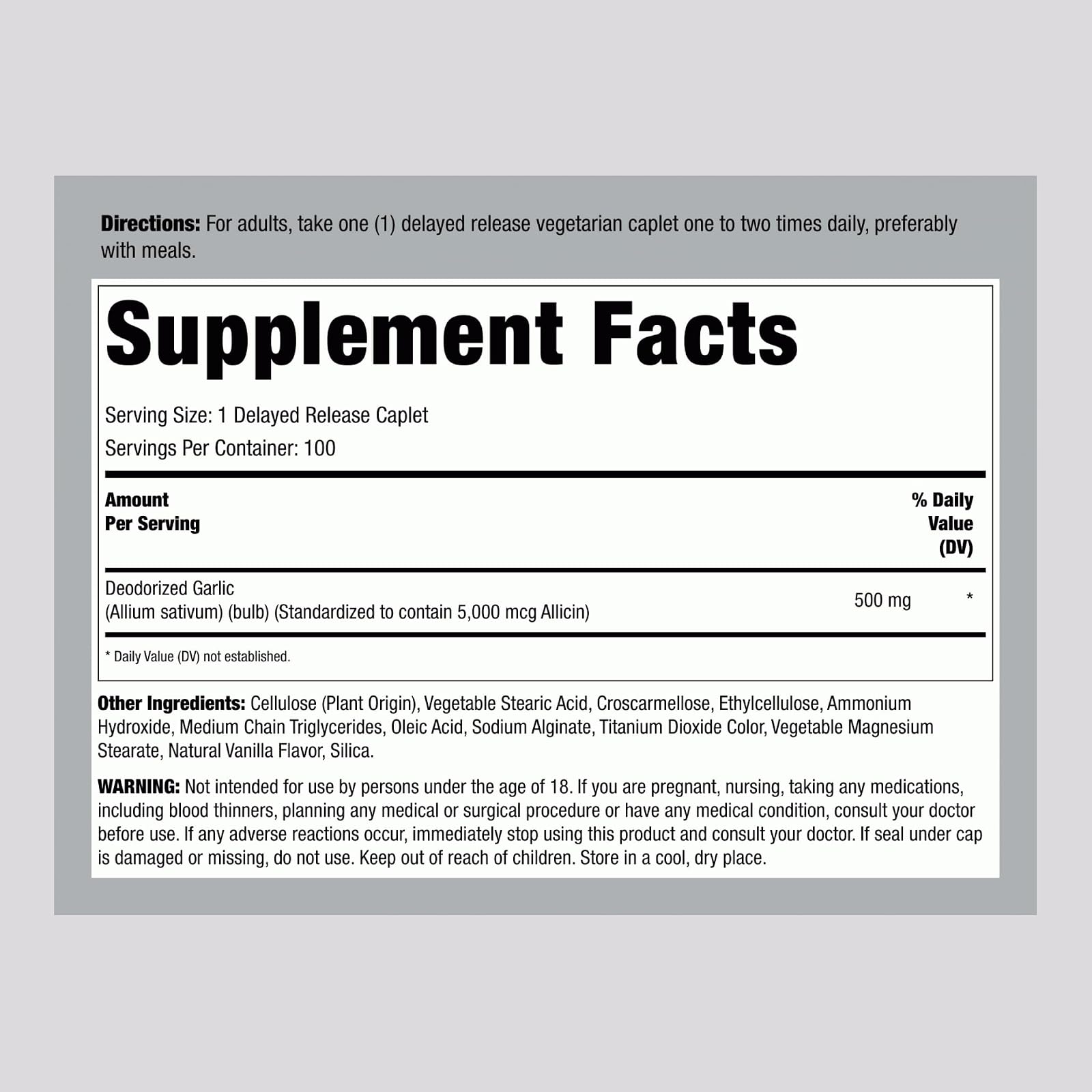 500 mg garlic supplement for immunity