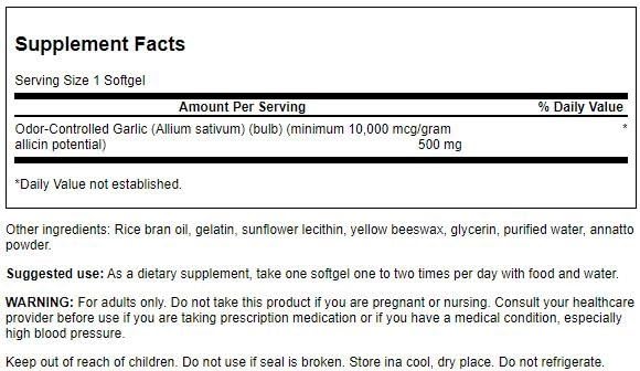 500 mg garlic supplement for immunity