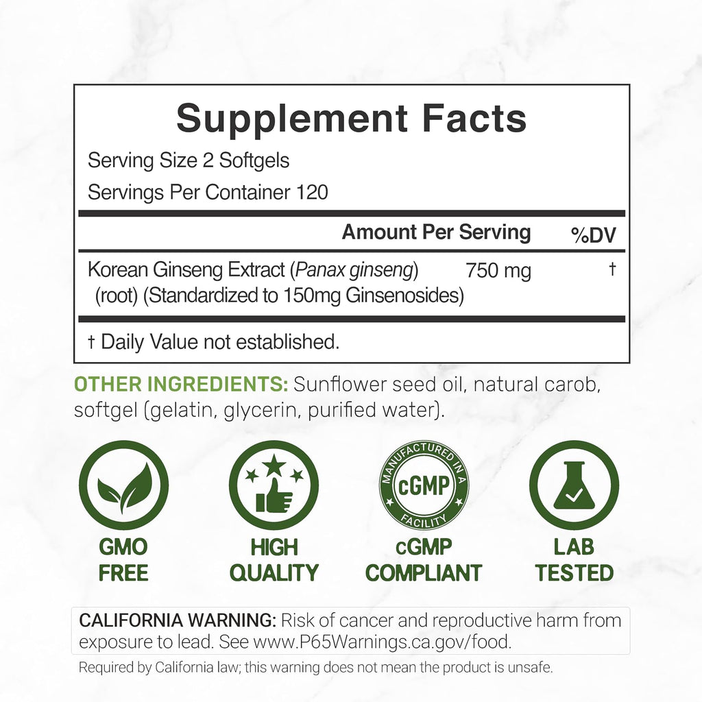 500 mg ginseng softgels for energy