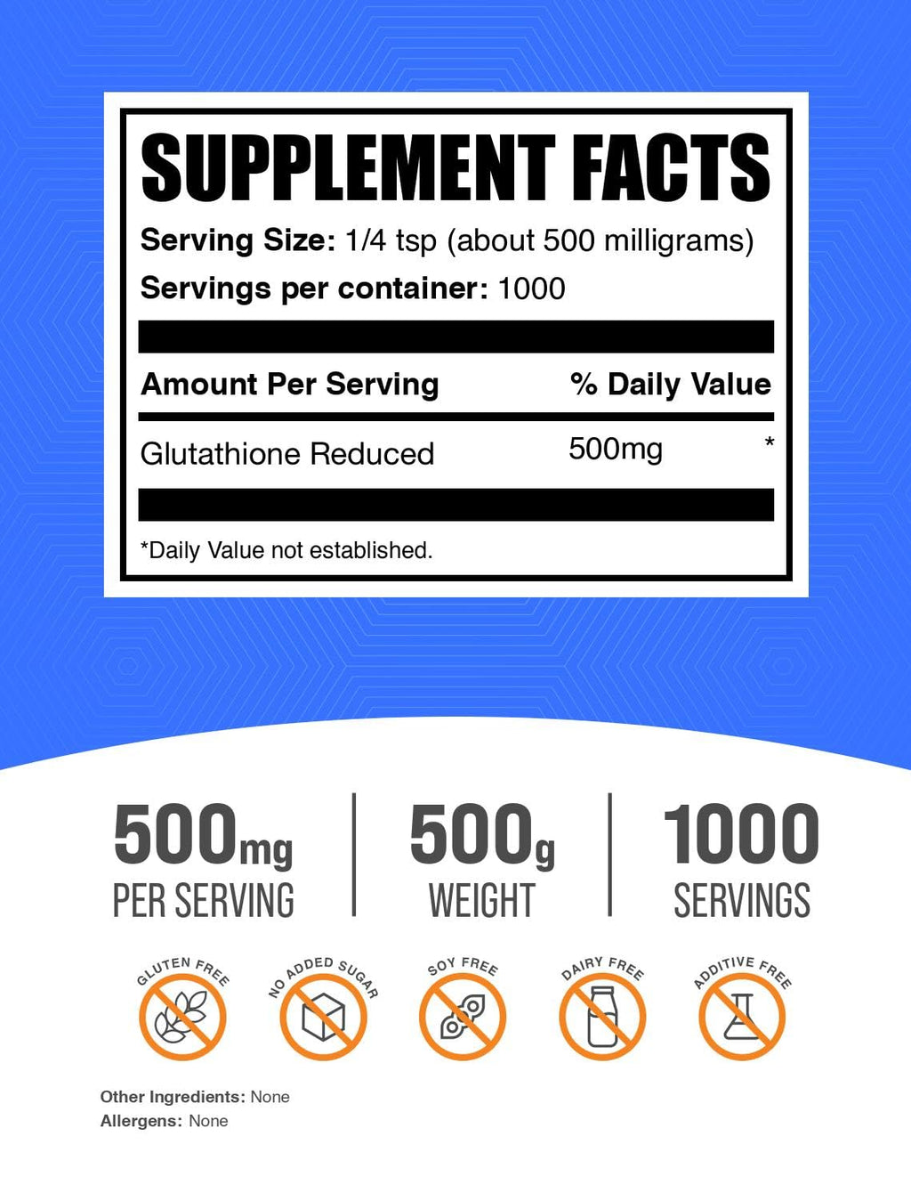 500 mg Glutathione multivitamin supplement