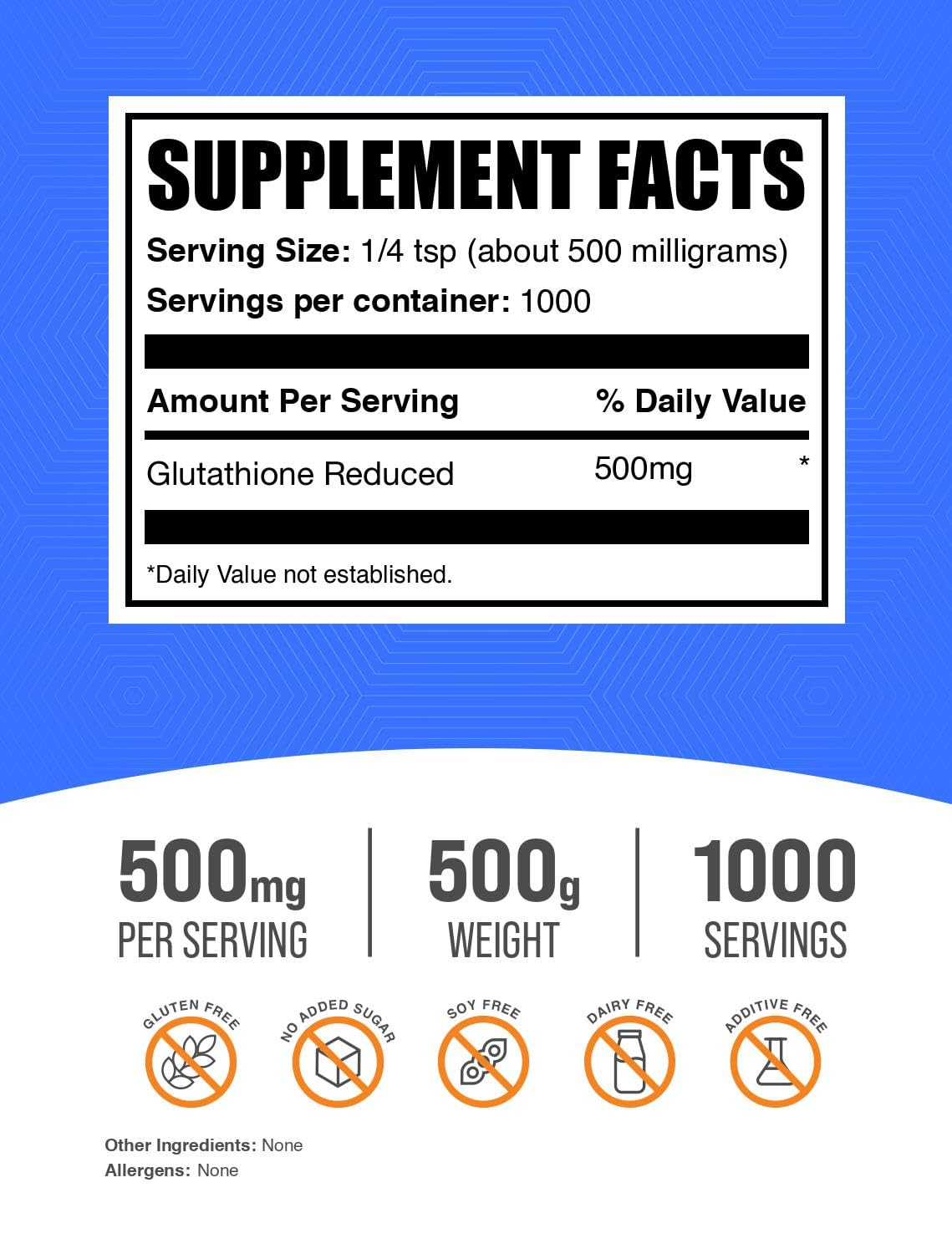 500 mg Glutathione multivitamin supplement