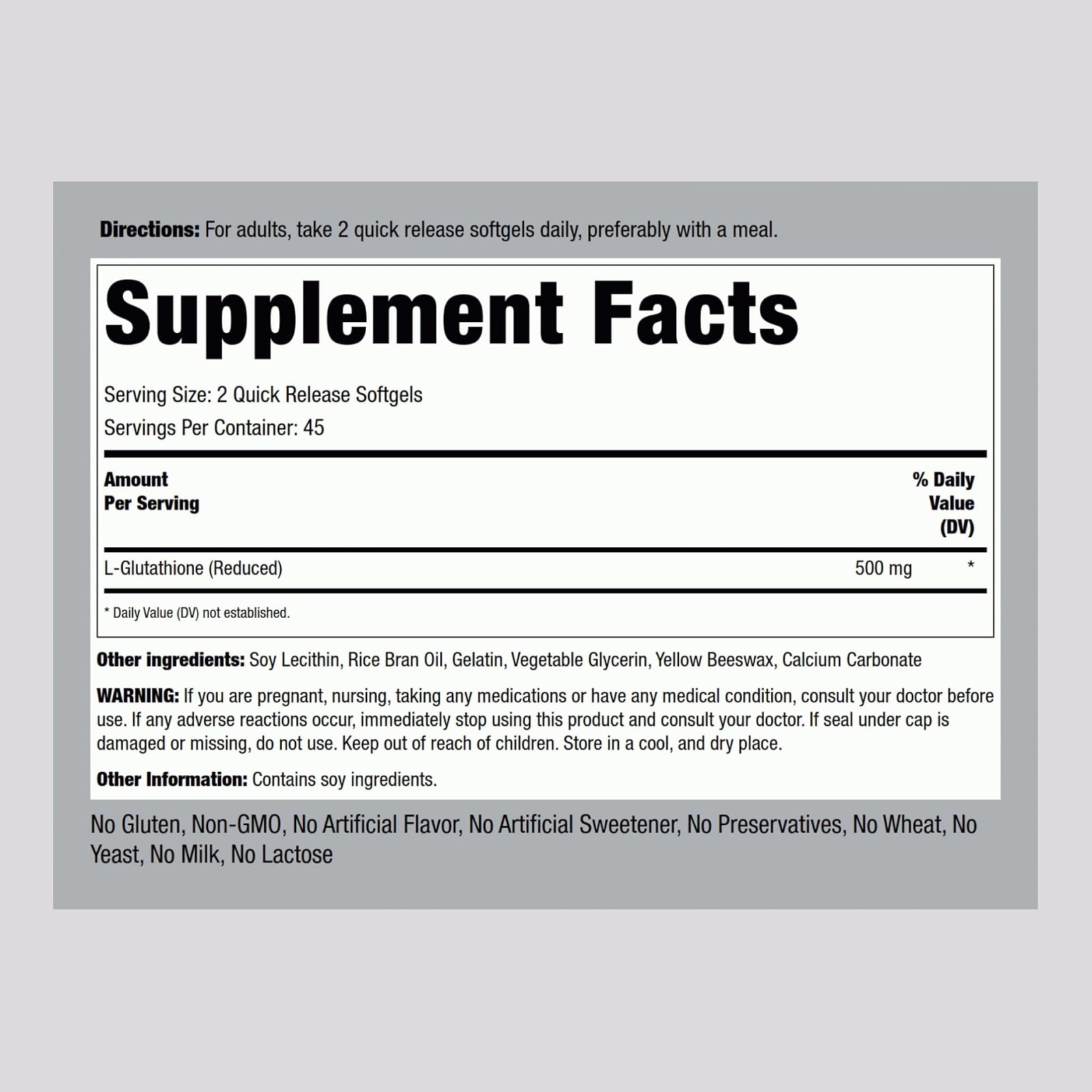 500 mg Glutathione softgels for wellness