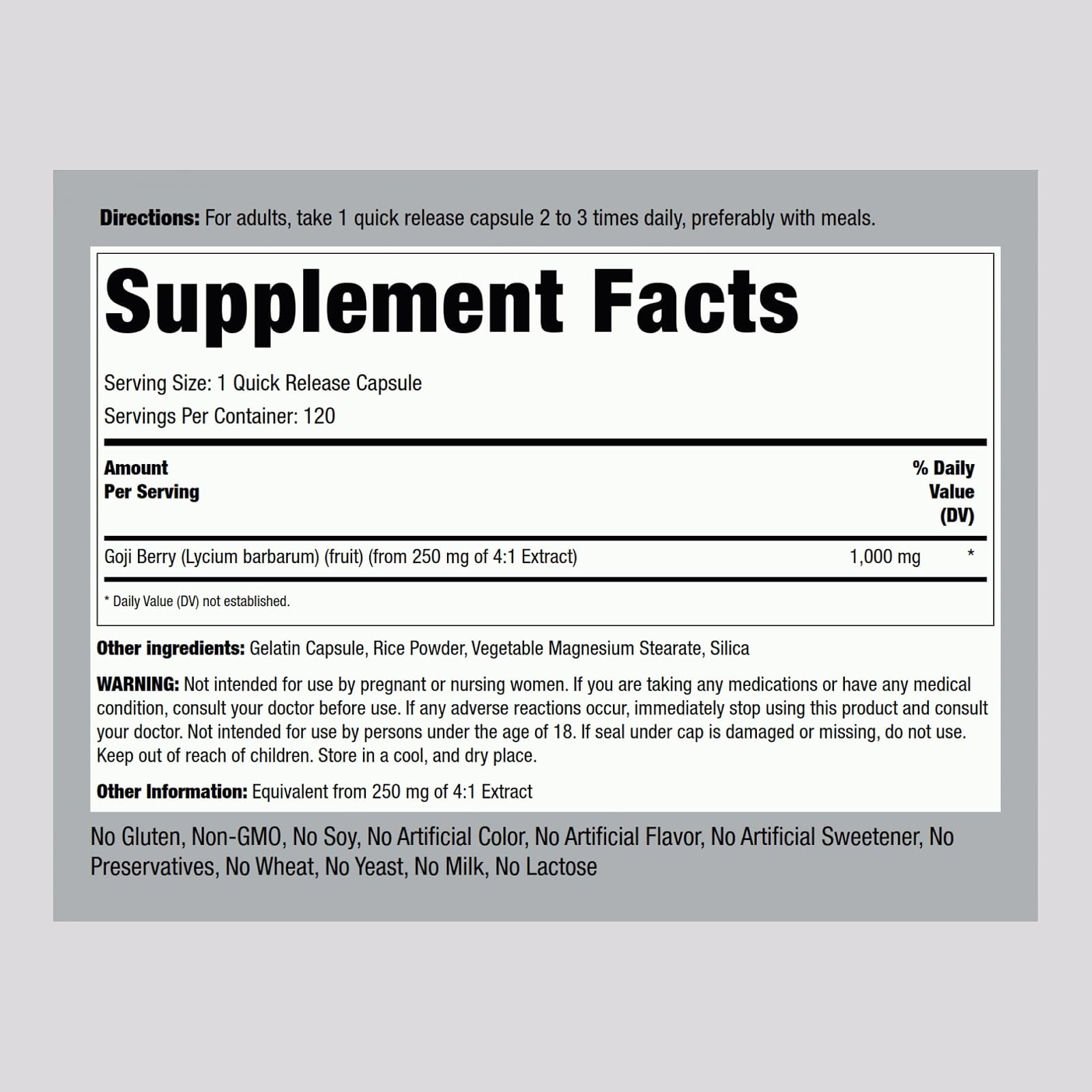 500 mg Goji Berry multivitamins