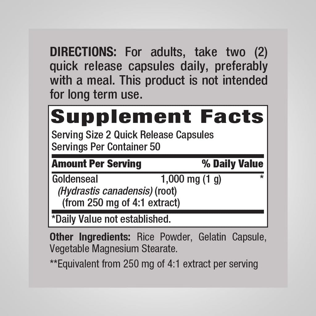 500 mg Goldenseal root supplement