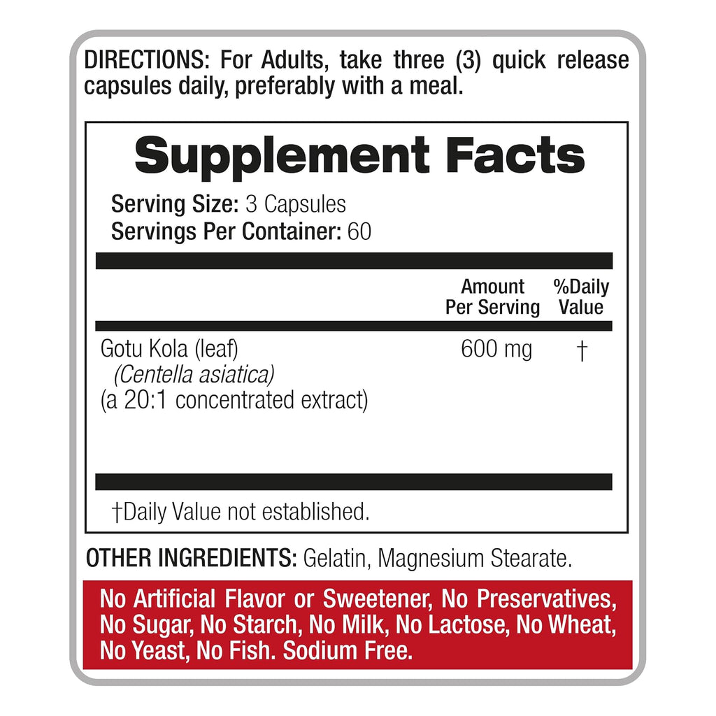 500 mg Gotu Kola for daily wellness