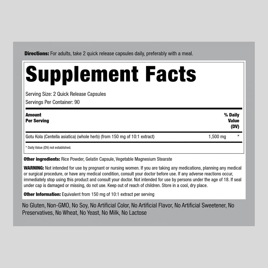 500 mg Gotu Kola herbal supplement