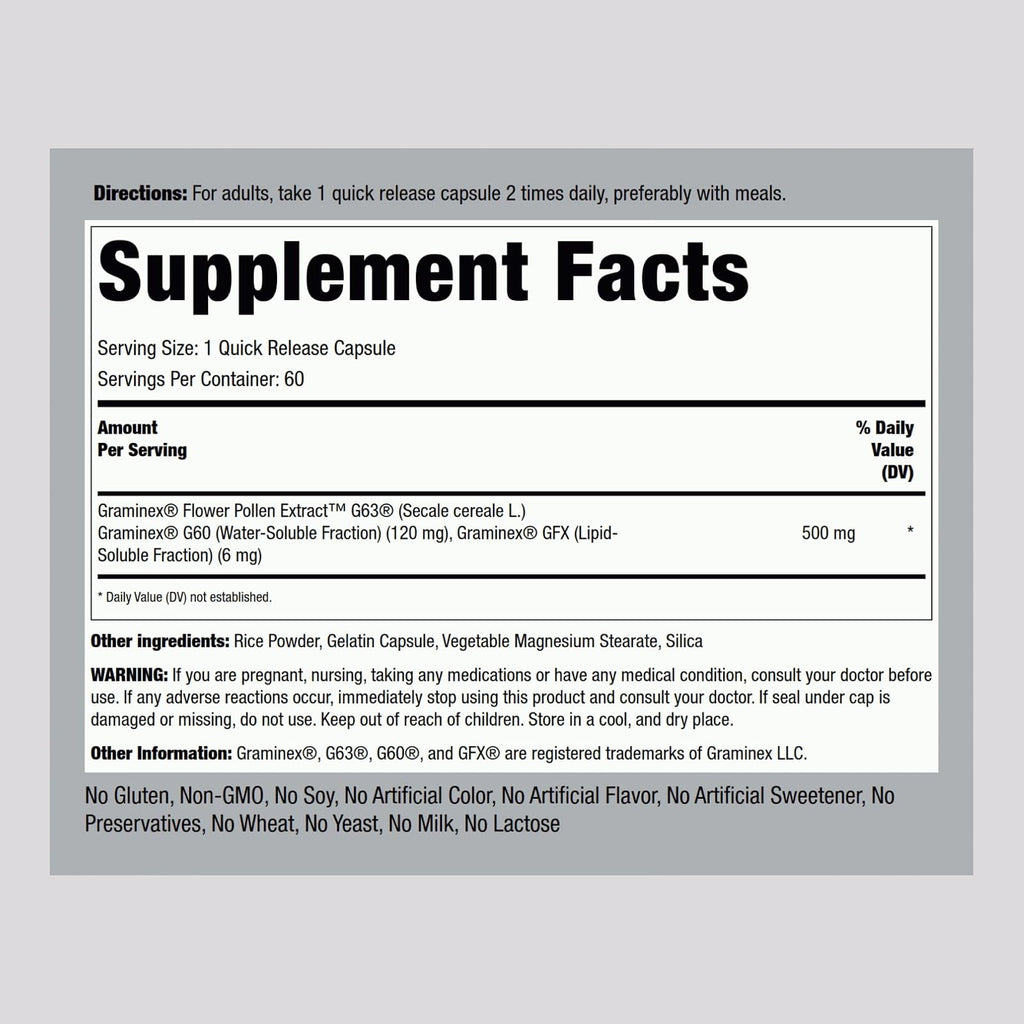 500 mg Graminex flower pollen capsules