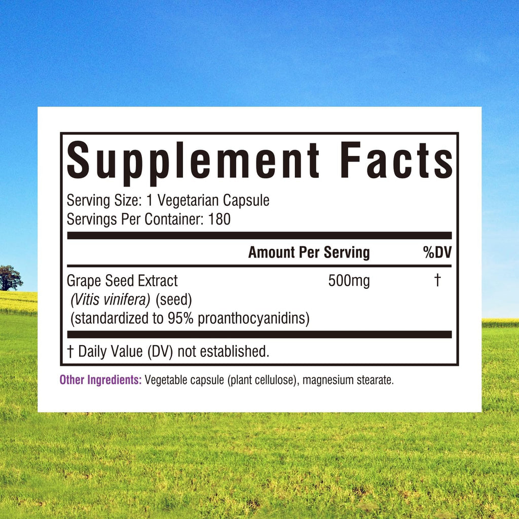 500 mg grape seed capsules for health