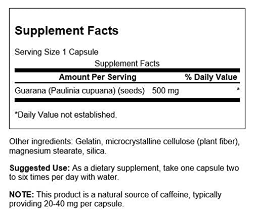 500 mg Guarana capsules for daily wellness