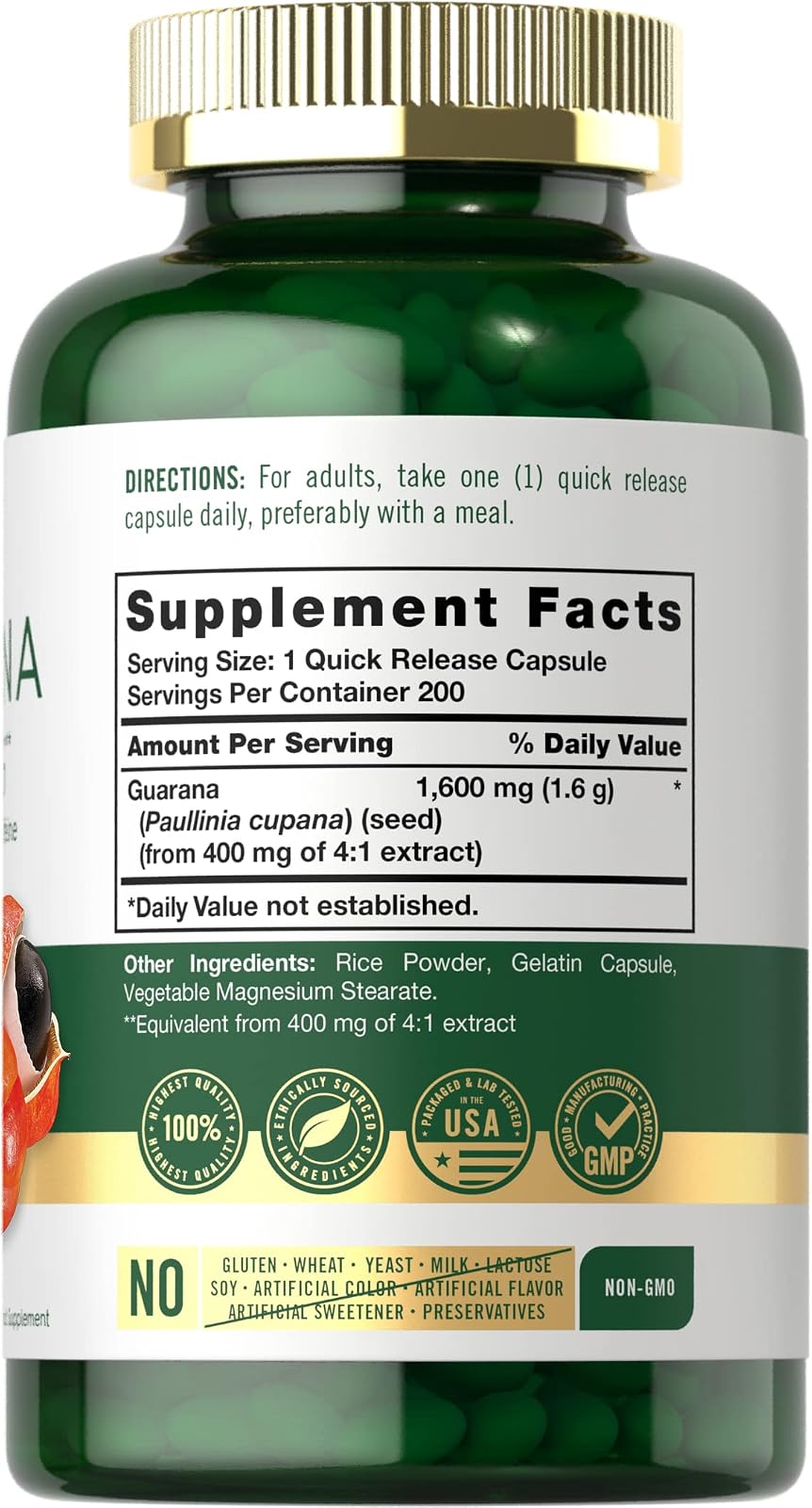 500 mg Guarana capsules for endurance