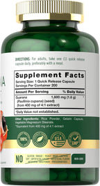 500 mg Guarana capsules for endurance